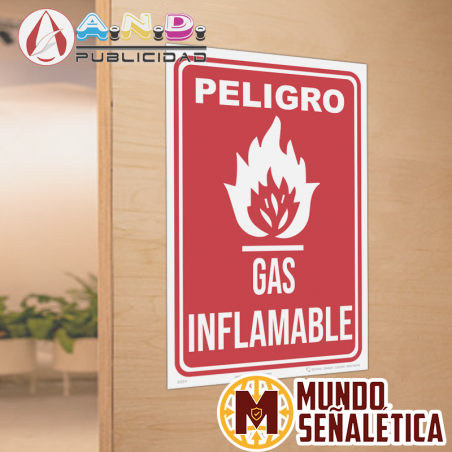 Señalética Peligro Gas Inflamable | Señal de Seguridad Industrial
